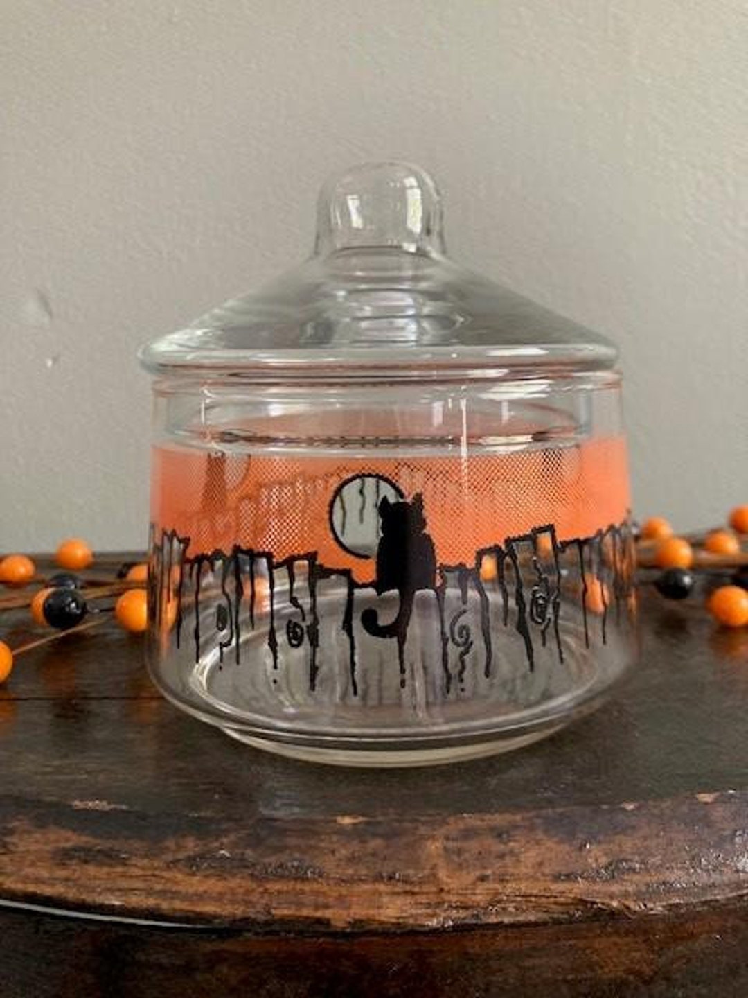 Vintage Halloween Black Cat Candy Jar by Indiana Glass ~ Black Cat ...