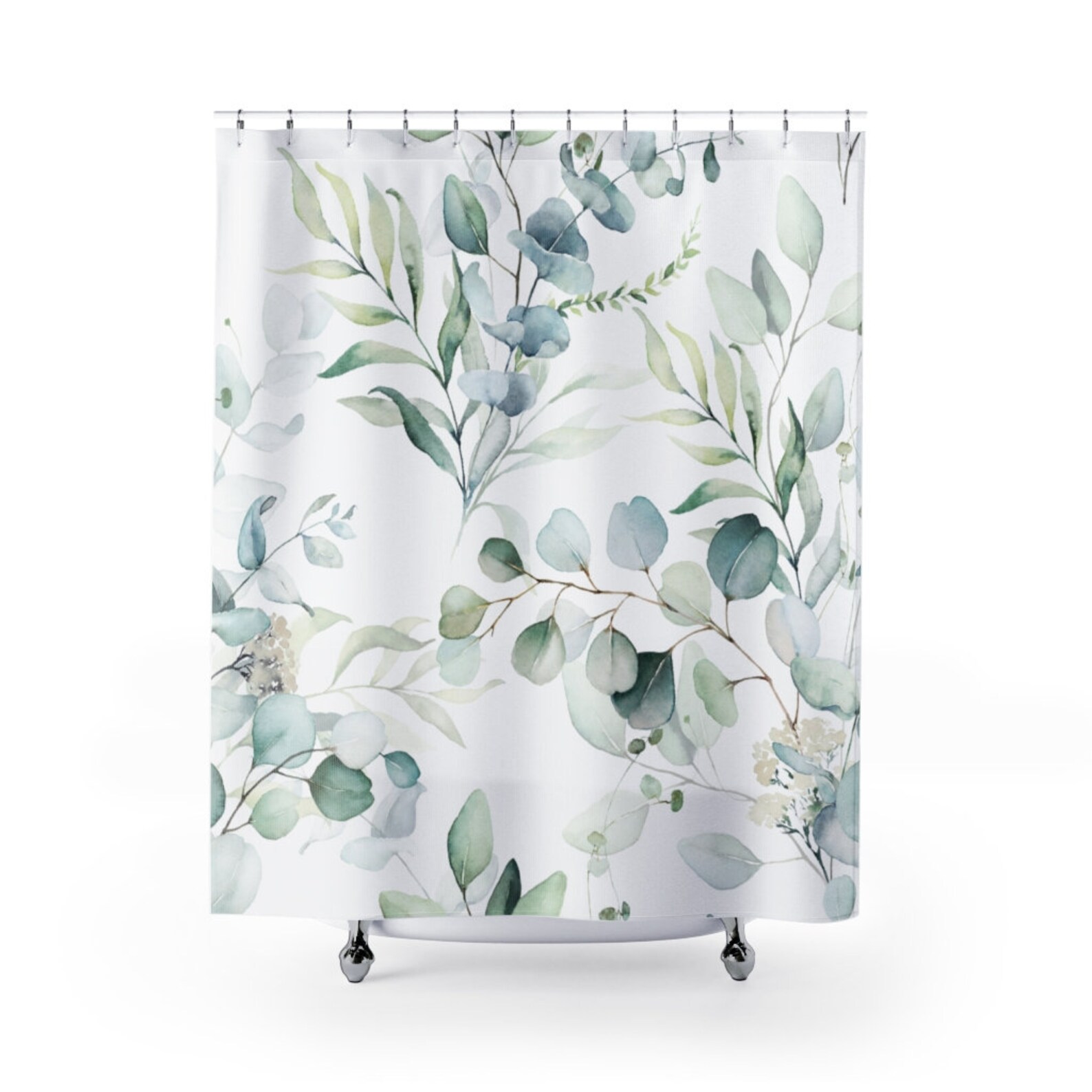 Eucalyptus Leaves Shower Curtain Green And Gold Leaves Etsy