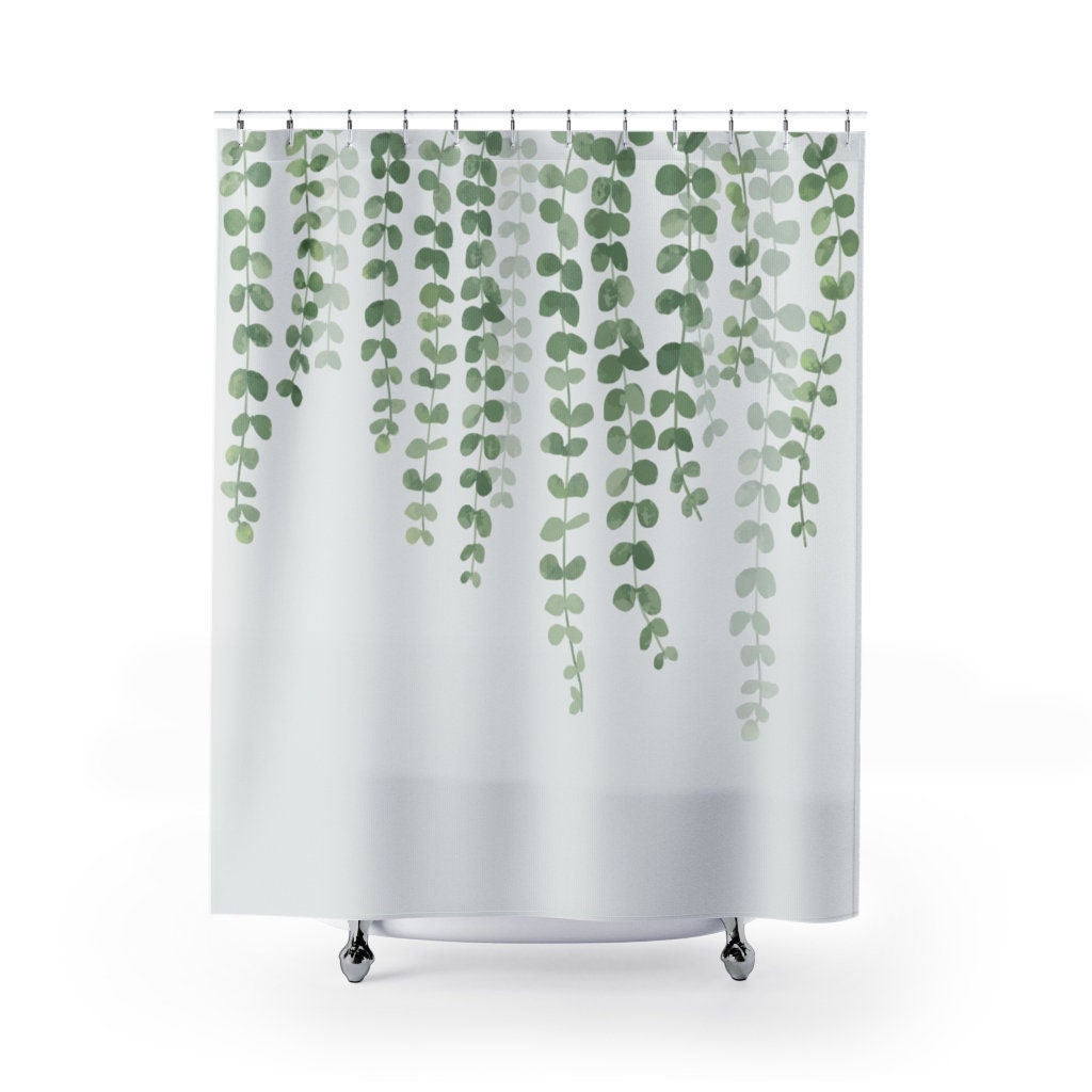 Eucalyptus Leaves Shower Curtain Bathroom Set Botanical Etsy