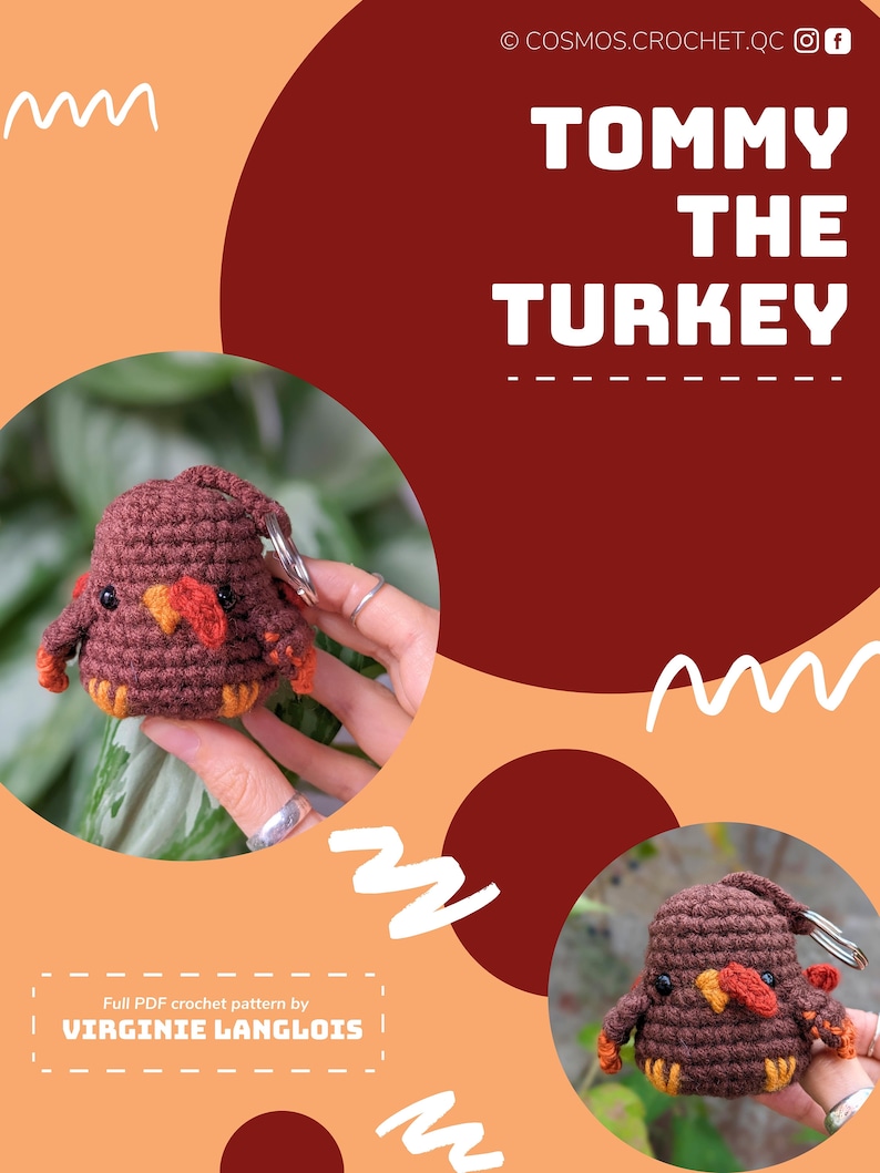 Turkey Crochet Pattern – Tommy Keychain Amigurumi PDF, Thanksgiving ...