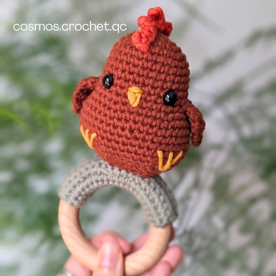 Cute Chicken Crochet Rattle DIY, Amigurumi Pattern, Baby Shower Gift ...