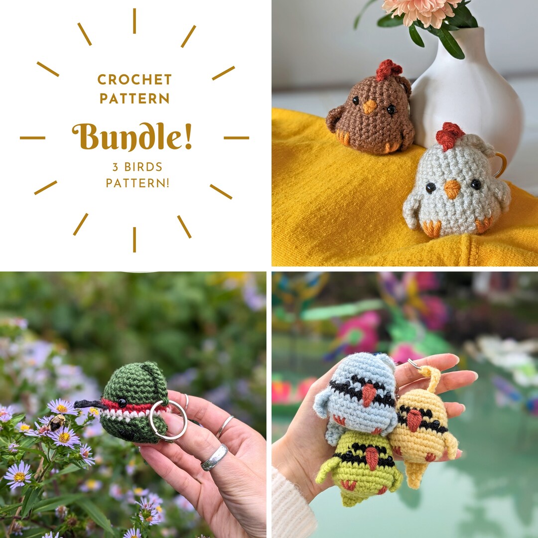 Crochet Bird Keychain Pattern Trio - Perfect DIY Gift Set for Bird ...