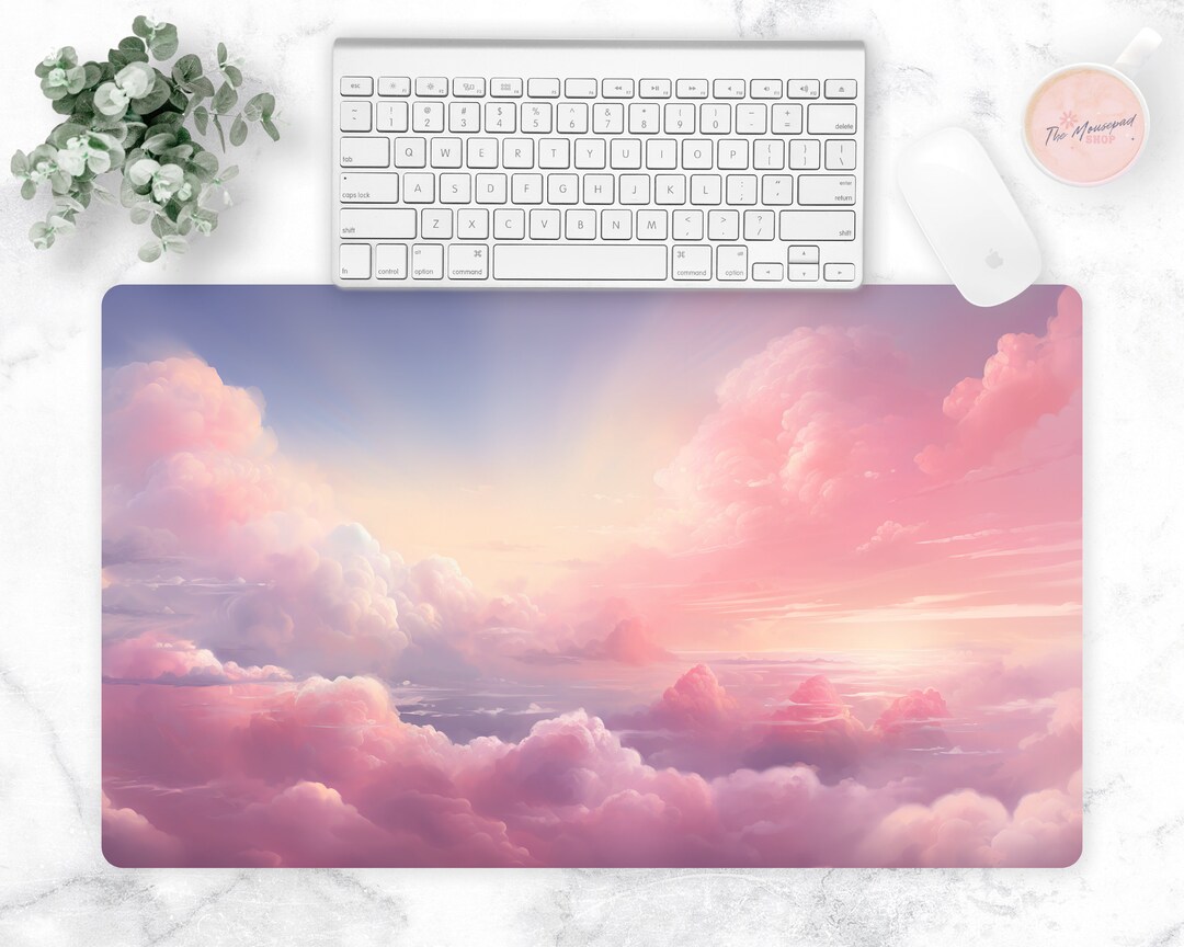 Pink Desk Mat Cloud Cute Preppy Room Decor Gaming Mouse Pad Large Cute ...