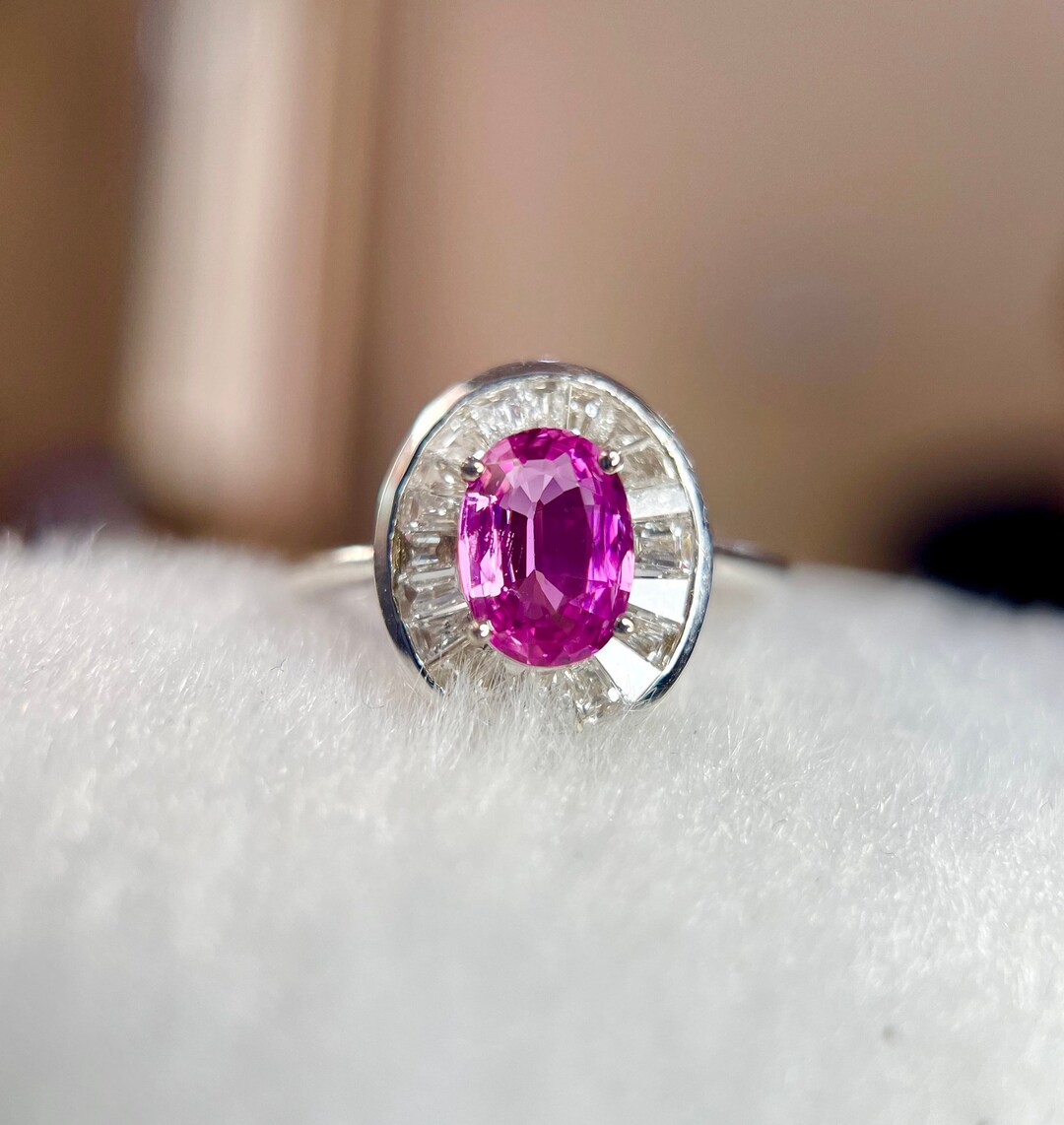 Marvelous Certified 1.2 Ctw Hot Pink Sapphire & Baguette VVS - Etsy