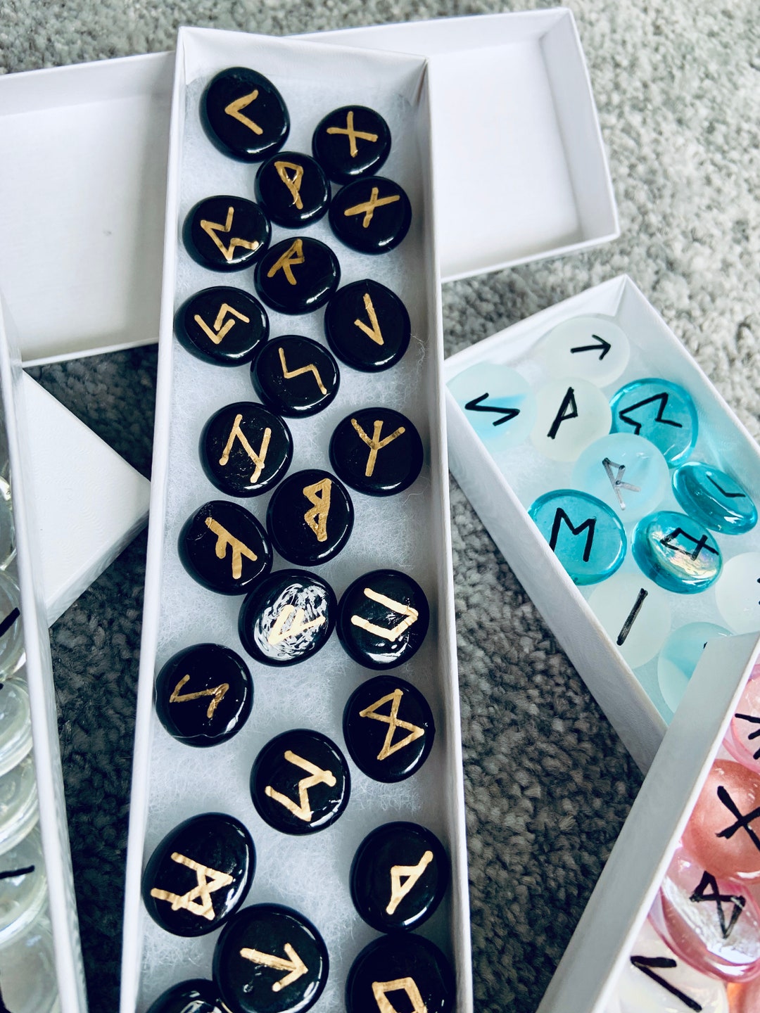 Hand Painted Glass Stone Rune Kit - Etsy
