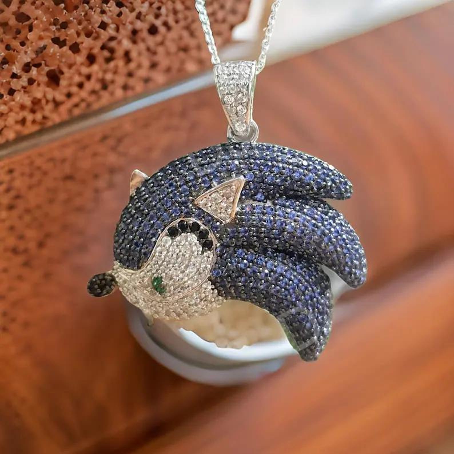 Sonic Hedgehog Pendant Round Cut Simulated Multi -color Diamond Pendant ...