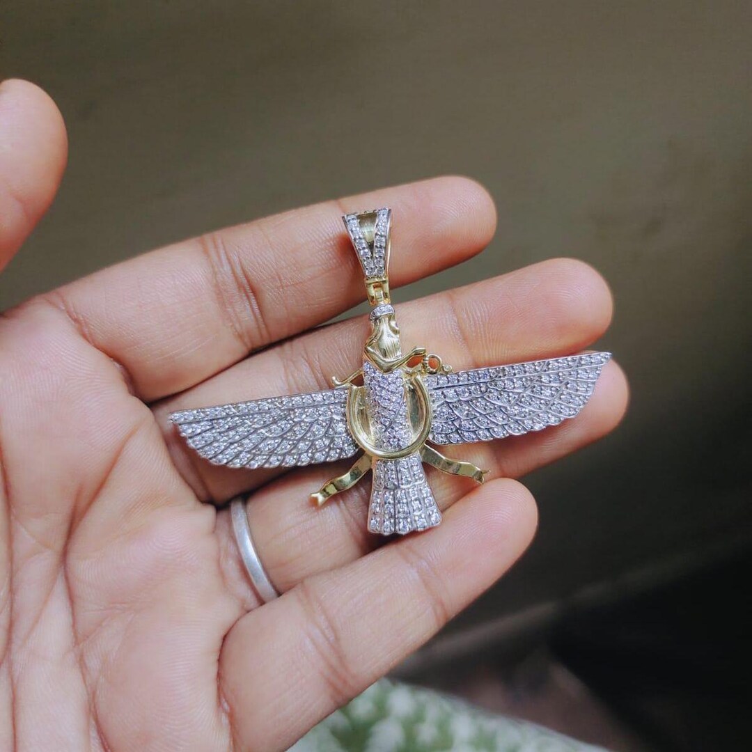 Farvahar Pendant: Ahura Mazda Necklace, 14KT Gold Finish, Hip Hop Style ...