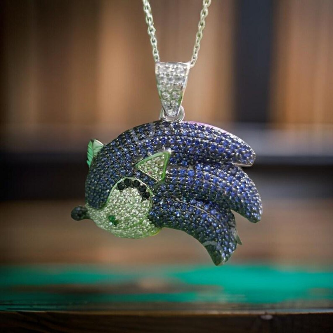 Sonic Hedgehog Pendant Round Cut Simulated Multi -color Diamond Pendant ...