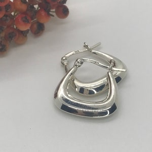 Silver Square Creole Hoop Earrings / Chunky Hinged Creole Earrings ...