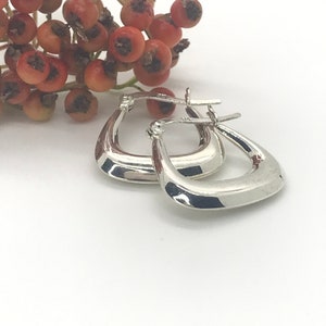 Silver Square Creole Hoop Earrings / Chunky Hinged Creole Earrings ...