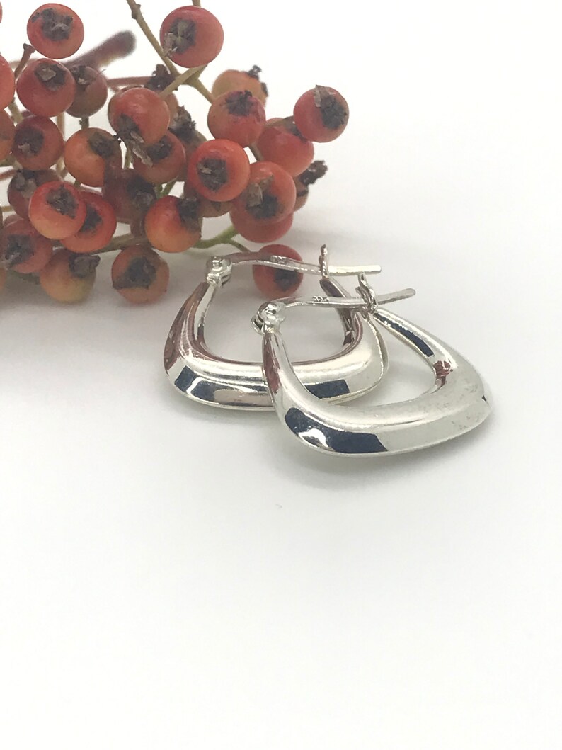 Silver Square Creole Hoop Earrings / Chunky Hinged Creole Earrings ...