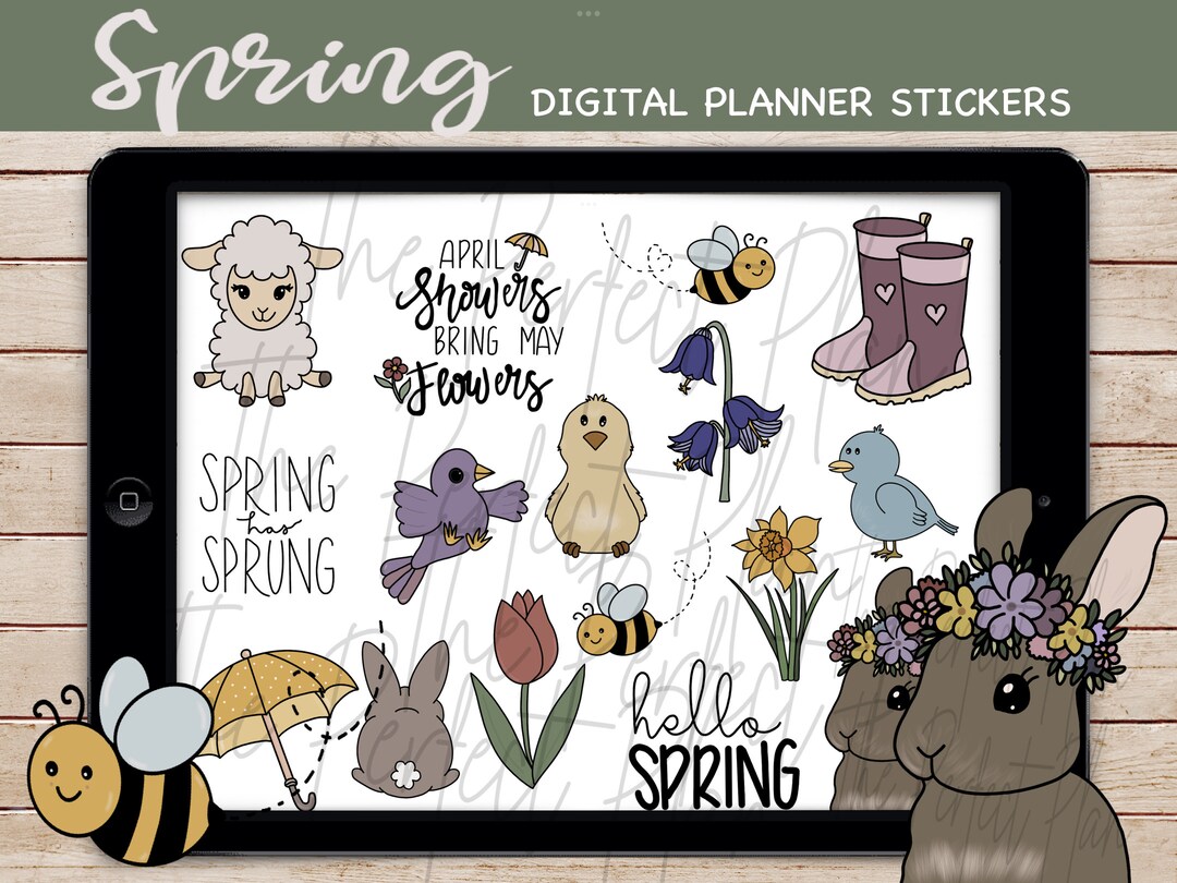 Digital Stickers, Goodnotes, Spring Stickers, Seasonal Stickers, Pre ...