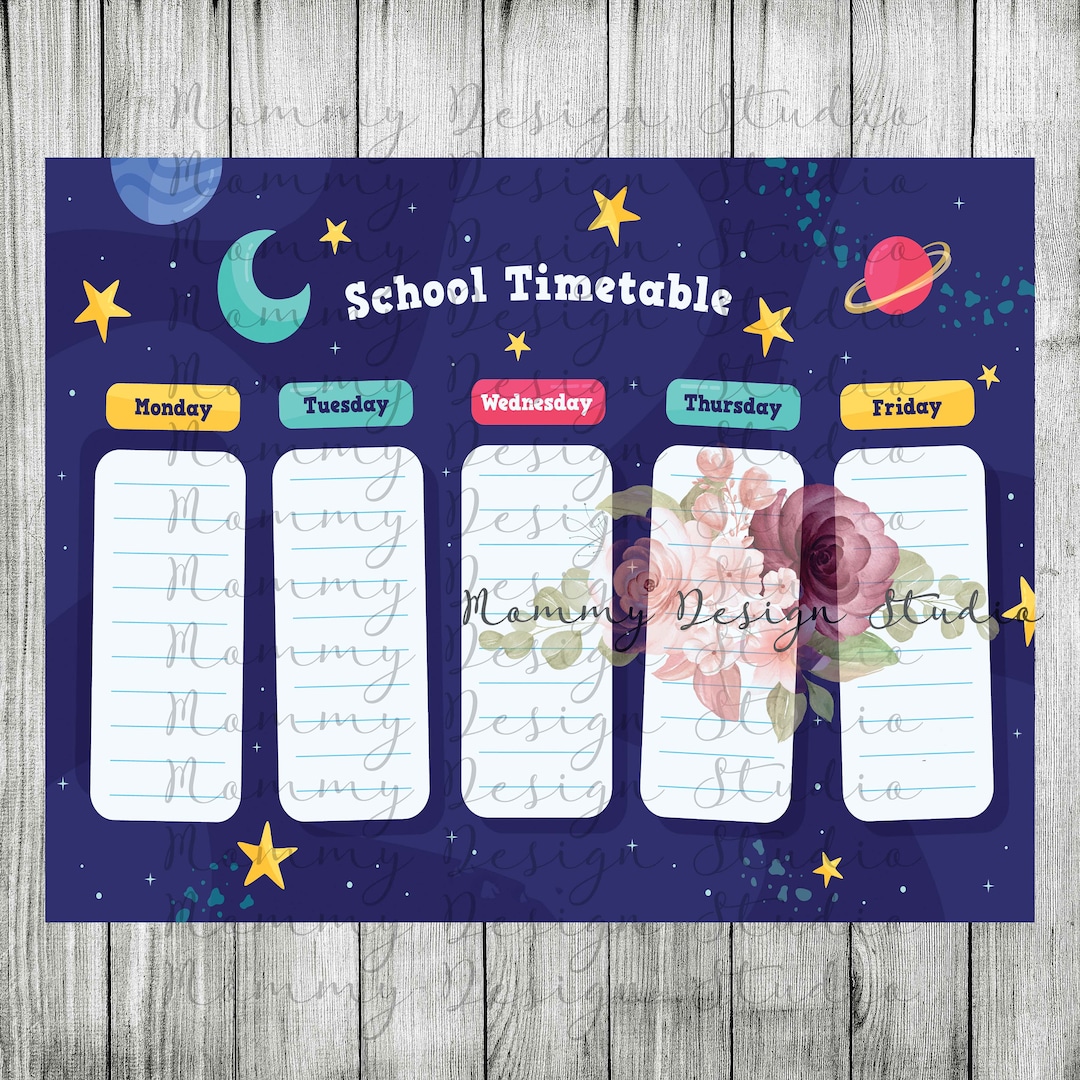 Space Galaxy Themed Instant Download Printable Back to School Weekly ...