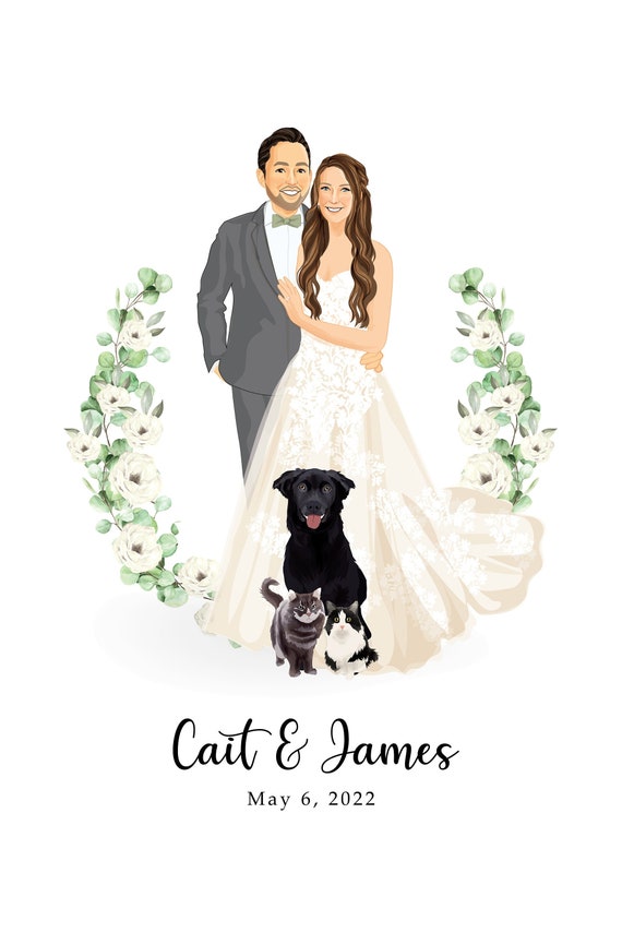 CUSTOM WEDDING ILLUSTRATION Wedding Portrait Wedding Guest - Etsy