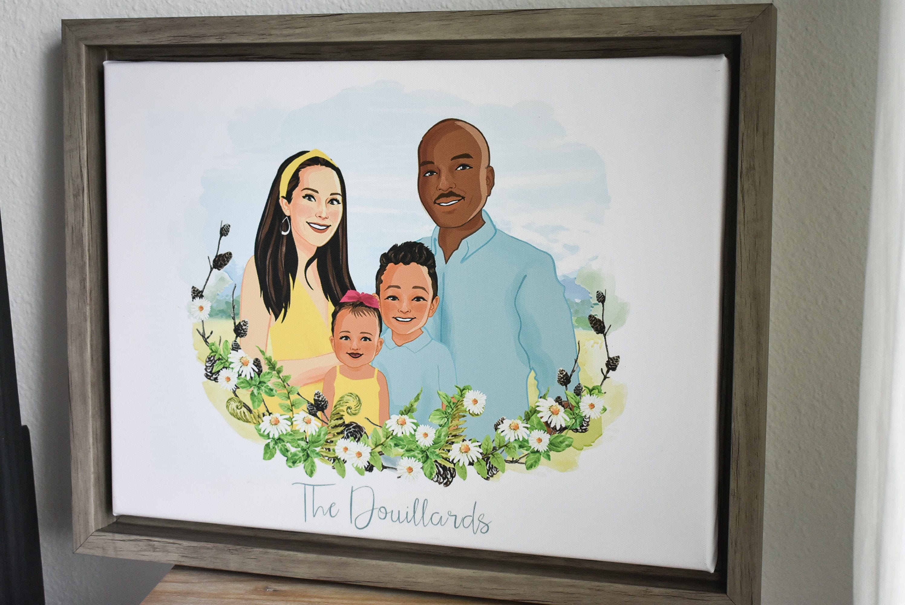 Illustrated Family Portrait Canvas Family Picture | Etsy
