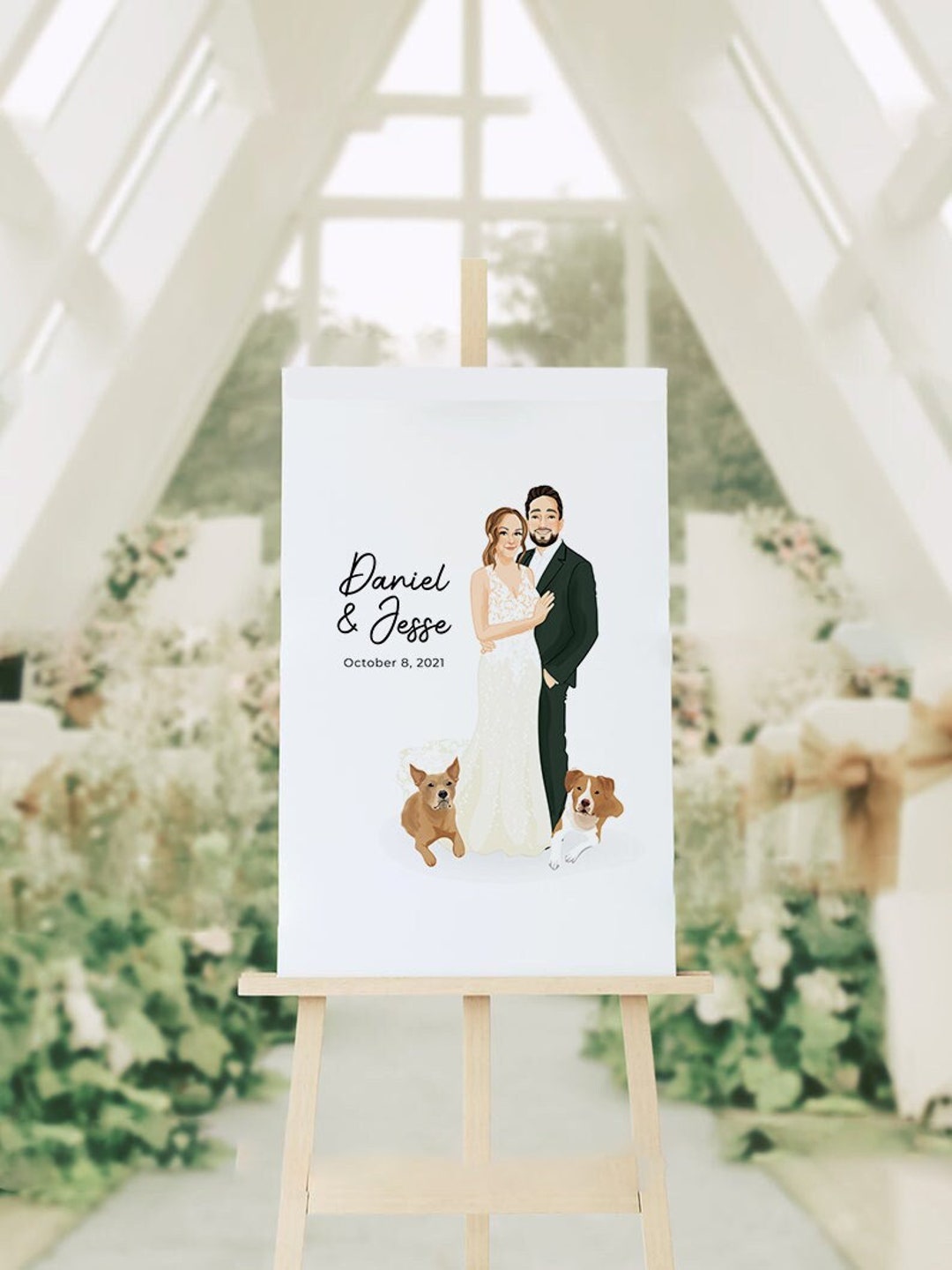 Wedding Guest Book Alternative - Canvas Guest Book - Illustration ...