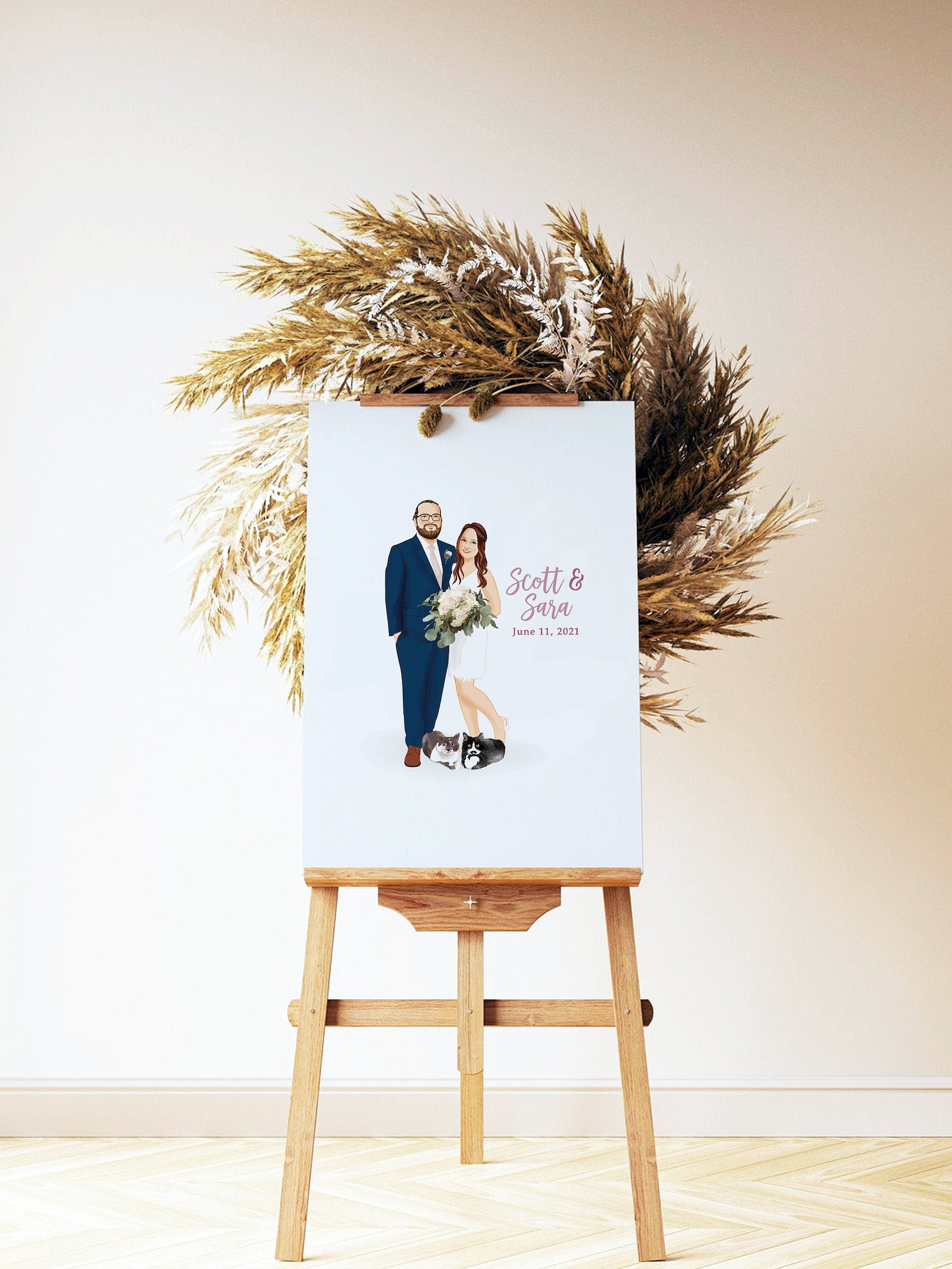 Wedding Canvas Guest Book Alternative - Wedding Illustration ...