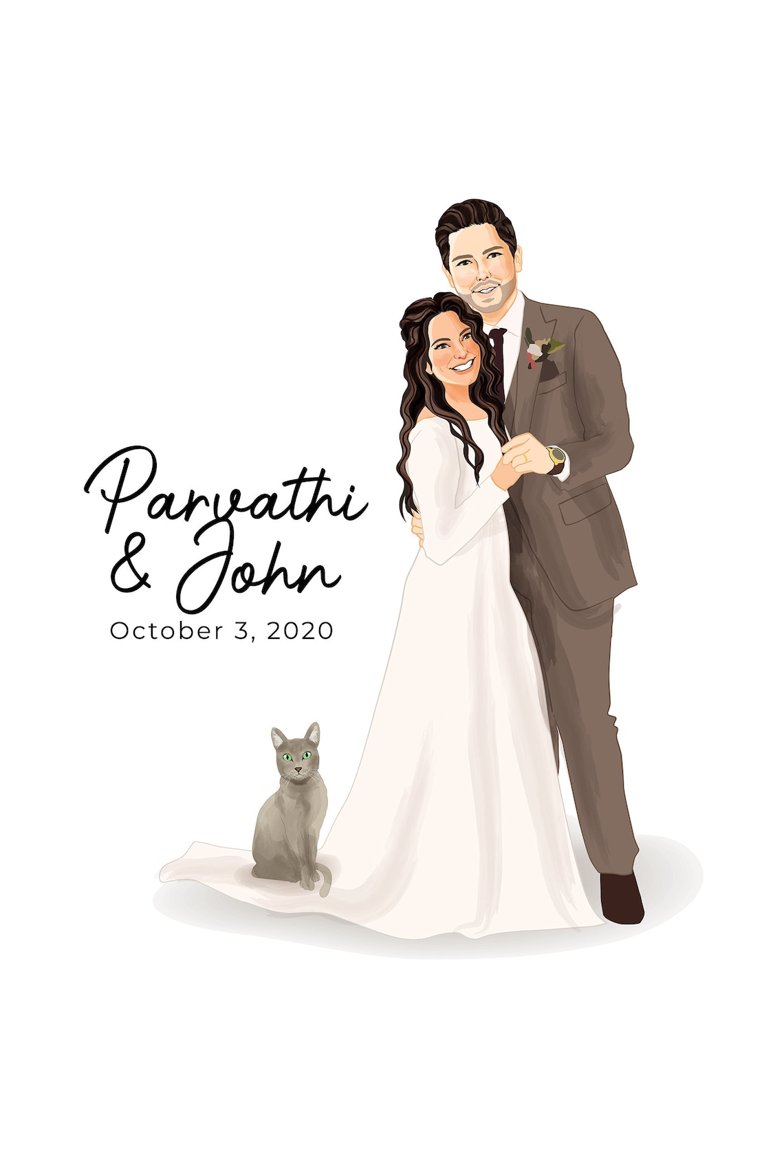 Custom Illustrated Wedding Guest Book, Guest Book Portrait Alternative ...