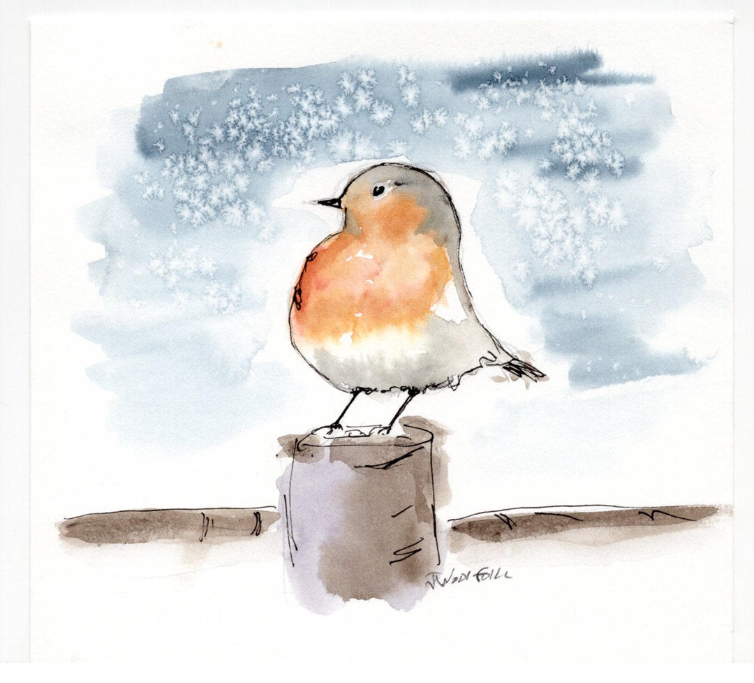 Robin Watercolor Painting, Original Artwork, Wildlife Wall Art, Living ...