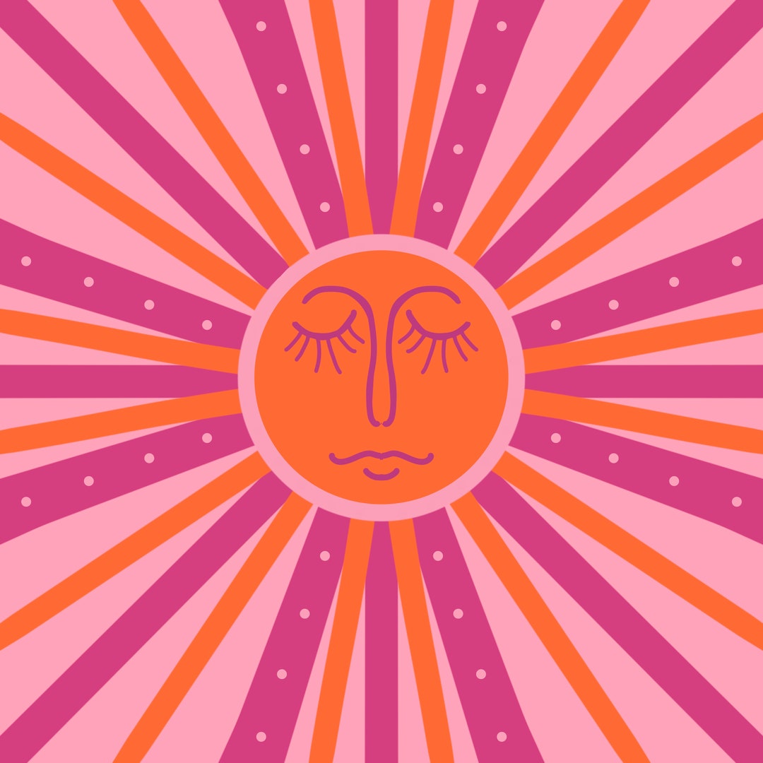 Printable Art, Retro Sun Digital Download, 70's Sunshine Wall Art ...