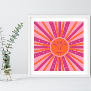 Printable Art, Retro Sun Digital Download, 70's Sunshine Wall Art ...