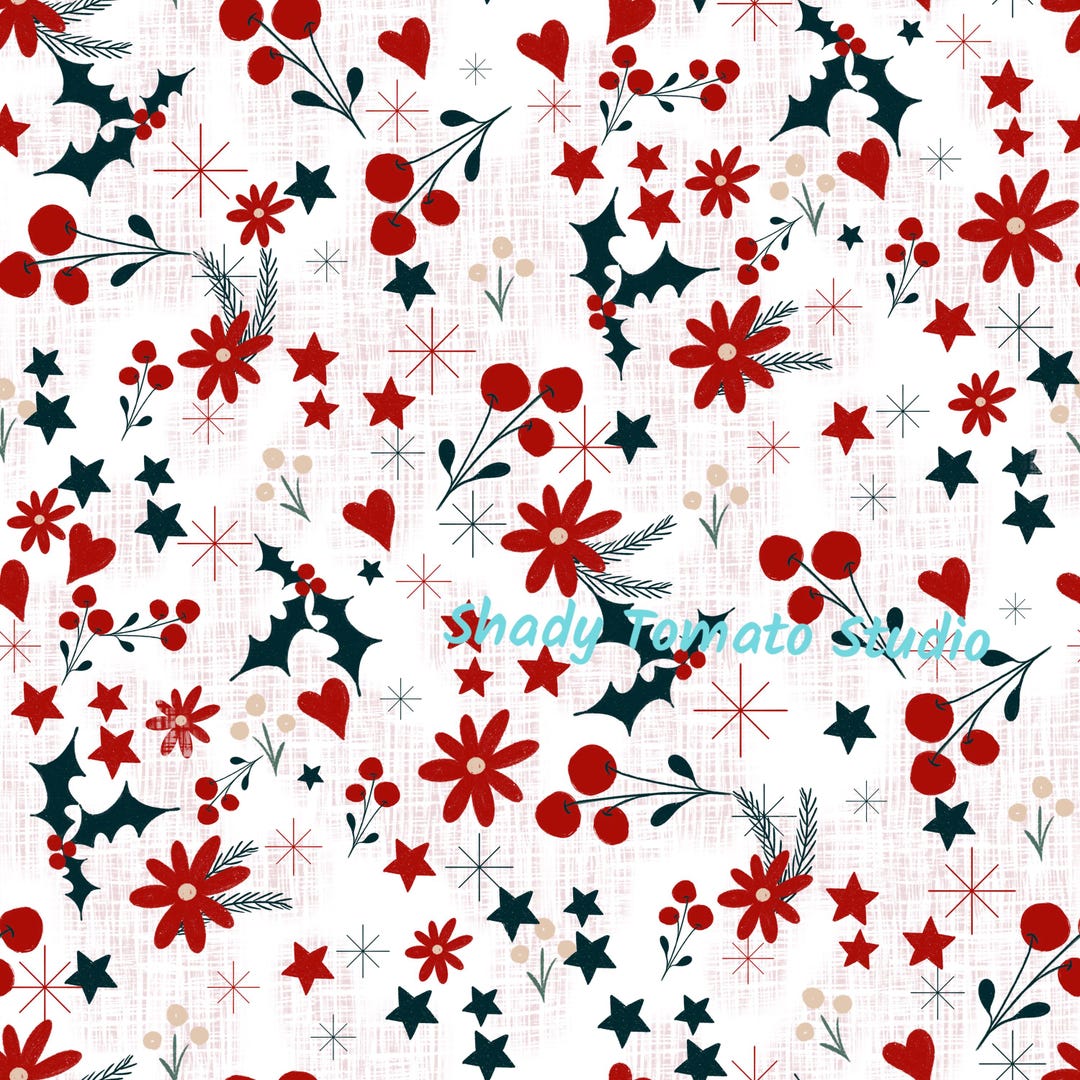 Christmas Printable Seamless Pattern, Digital Download, Original Holly ...