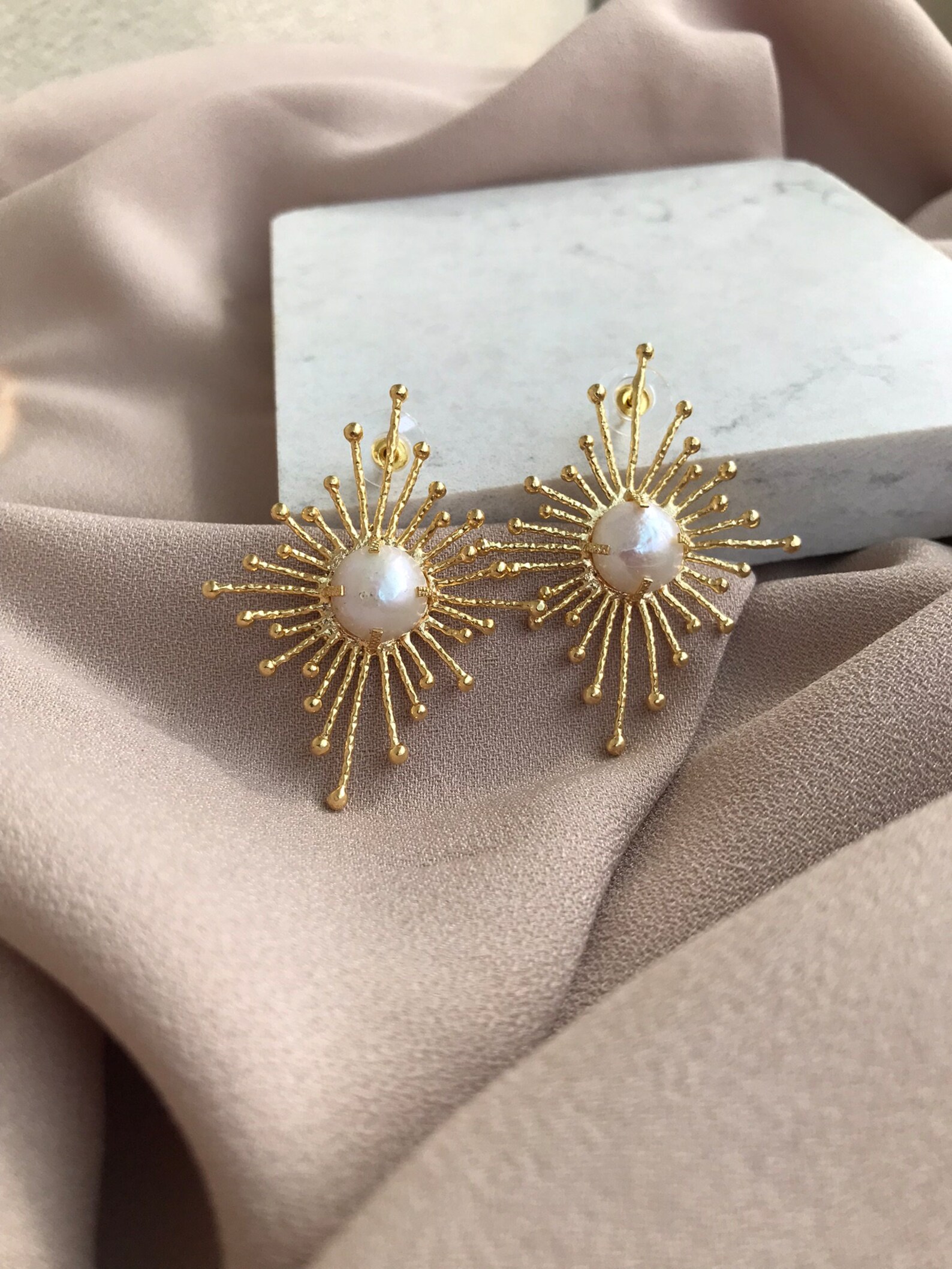 NEW Baroque Pearl Unique Earrings, North Star Design Earrings, Real ...