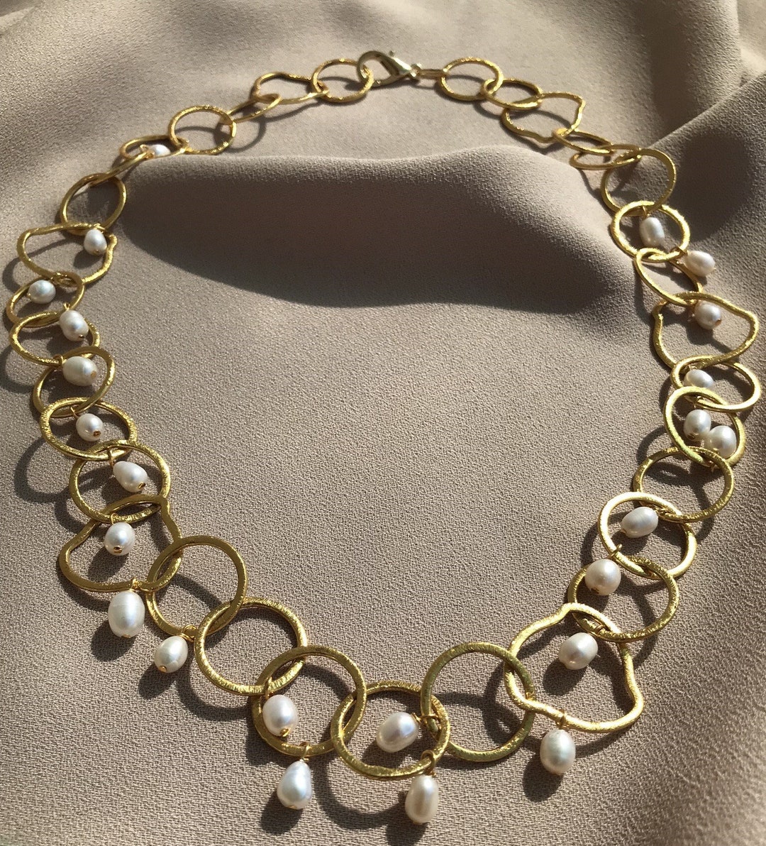 Vintage Baroque Pearl Design Chain Necklace - Etsy