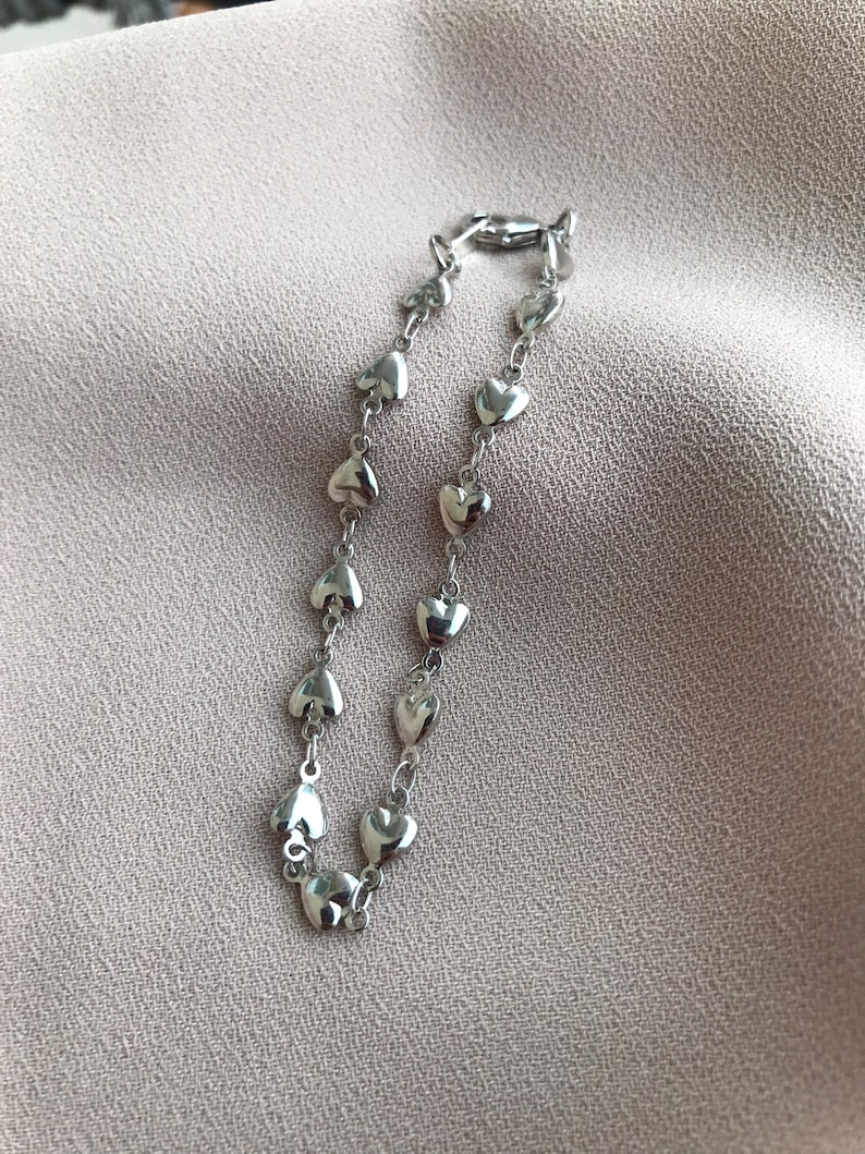 Mini Heart Silver Plated Stylish Chain Bracelet - Etsy