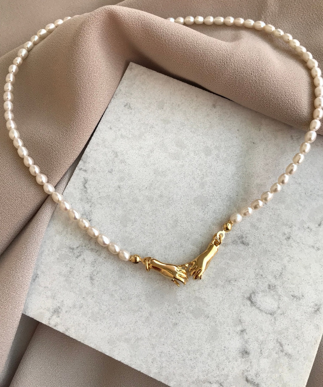 BESTSELLER ! Natural Pearl Hands Necklace,elegant Necklace With Real ...