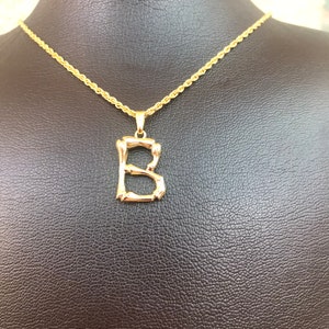 Big Bone Letter Necklace, Gold Twirl Chain Bamboo Letter Necklace ...