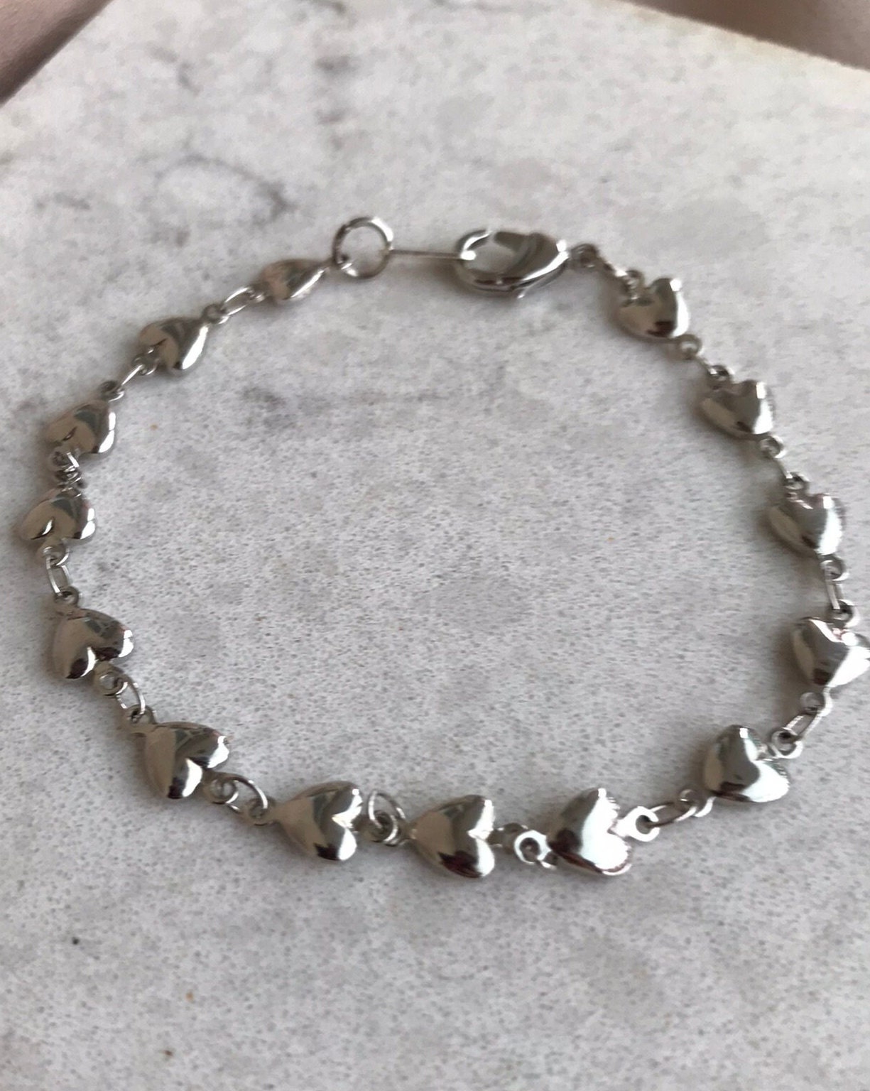 Mini Heart Silver Plated Stylish Chain Bracelet - Etsy