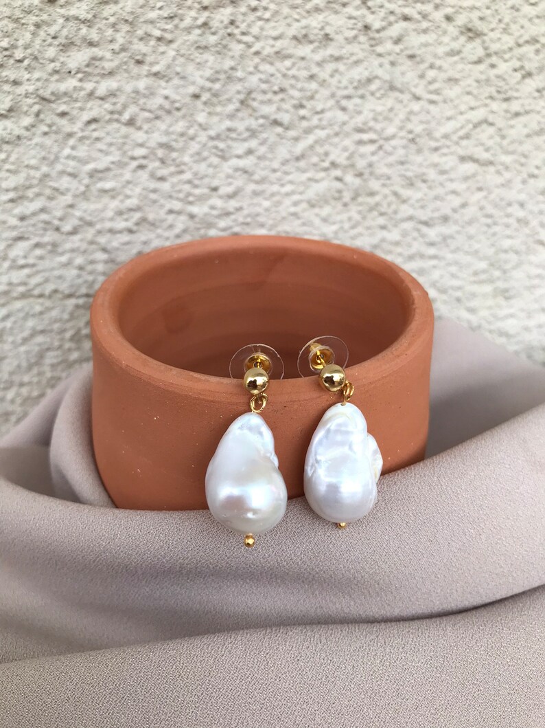 Ball Earrings Baroque Pearl Earrings, Large Fireball Pearl Earrings ...