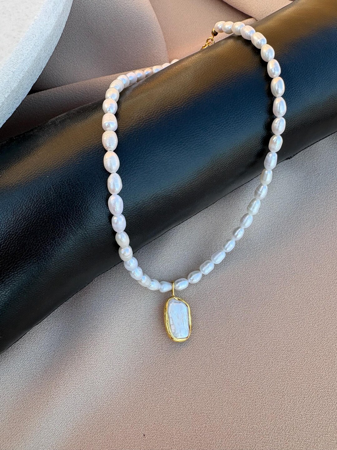 Irregular Square Real Natural Pearl Gold Design Necklace - Etsy