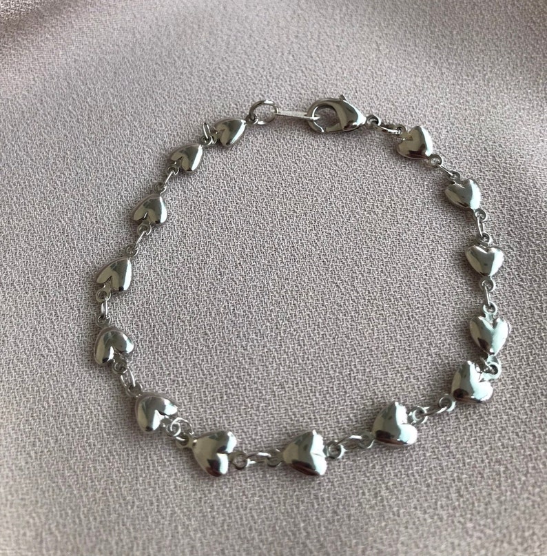 Mini Heart Silver Plated Stylish Chain Bracelet - Etsy