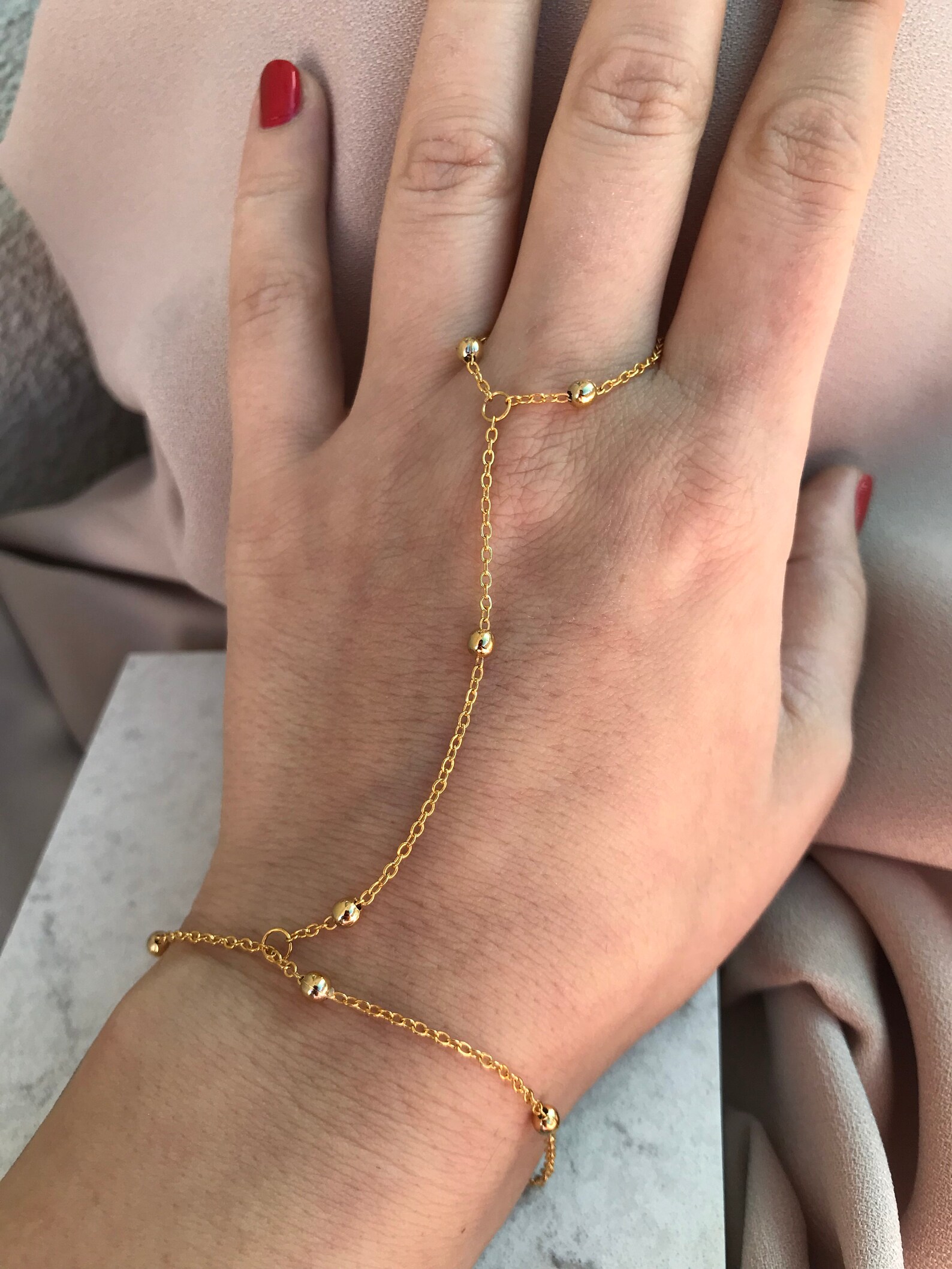 Ball Chain Gold Hand Chain Designer Bracelet Boho Hand - Etsy