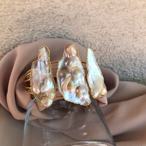 Irregular Baroque Pearl Design Gold Cuff Bracelet - Etsy