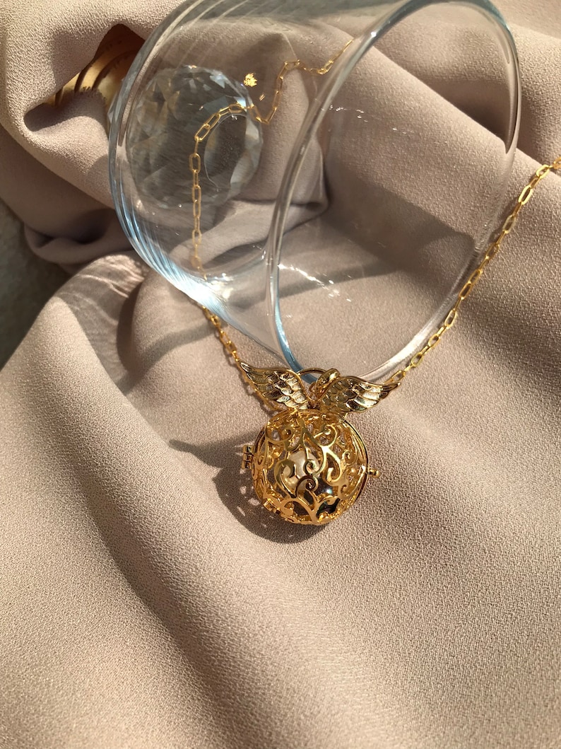 Angel Wing Cage Ball With Mallorca Pearl Necklace - Etsy