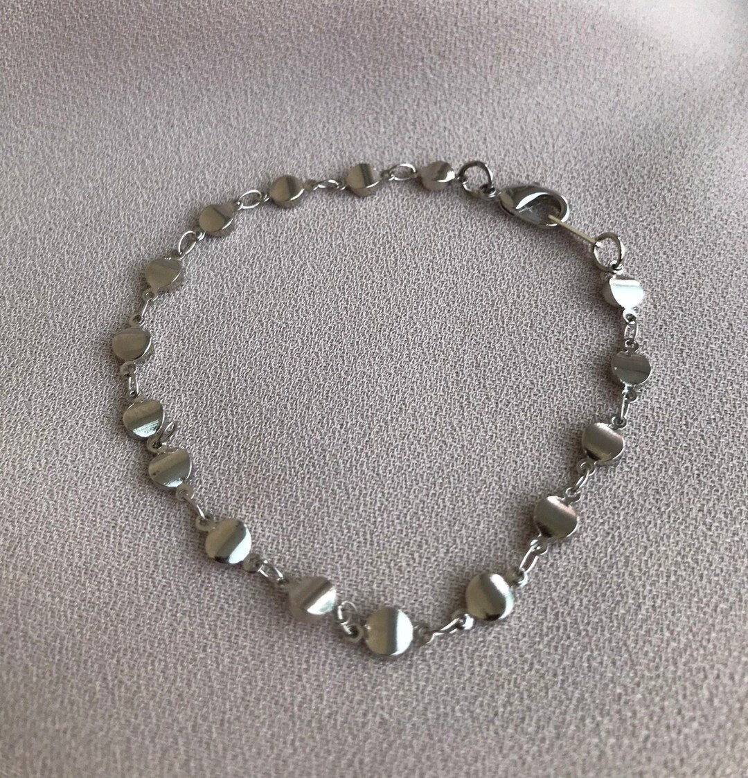 Mini Disc Silver Plated Link Chain Bracelet - Etsy