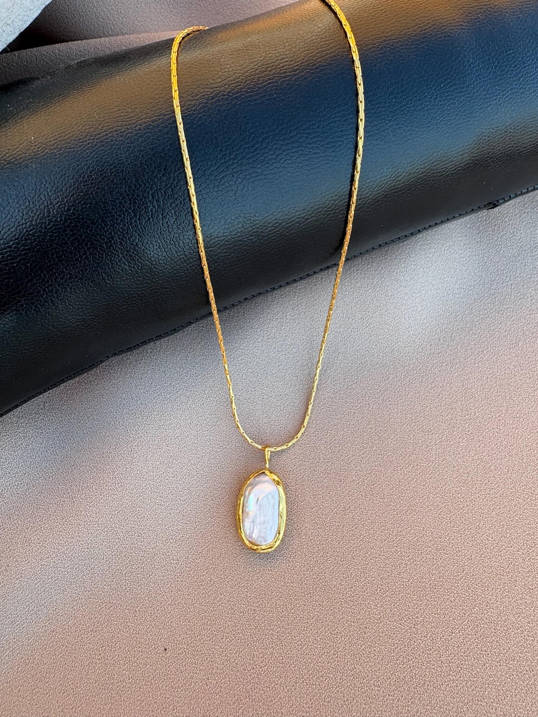 Irregular Square Pearl Gold Chain Necklace - Etsy