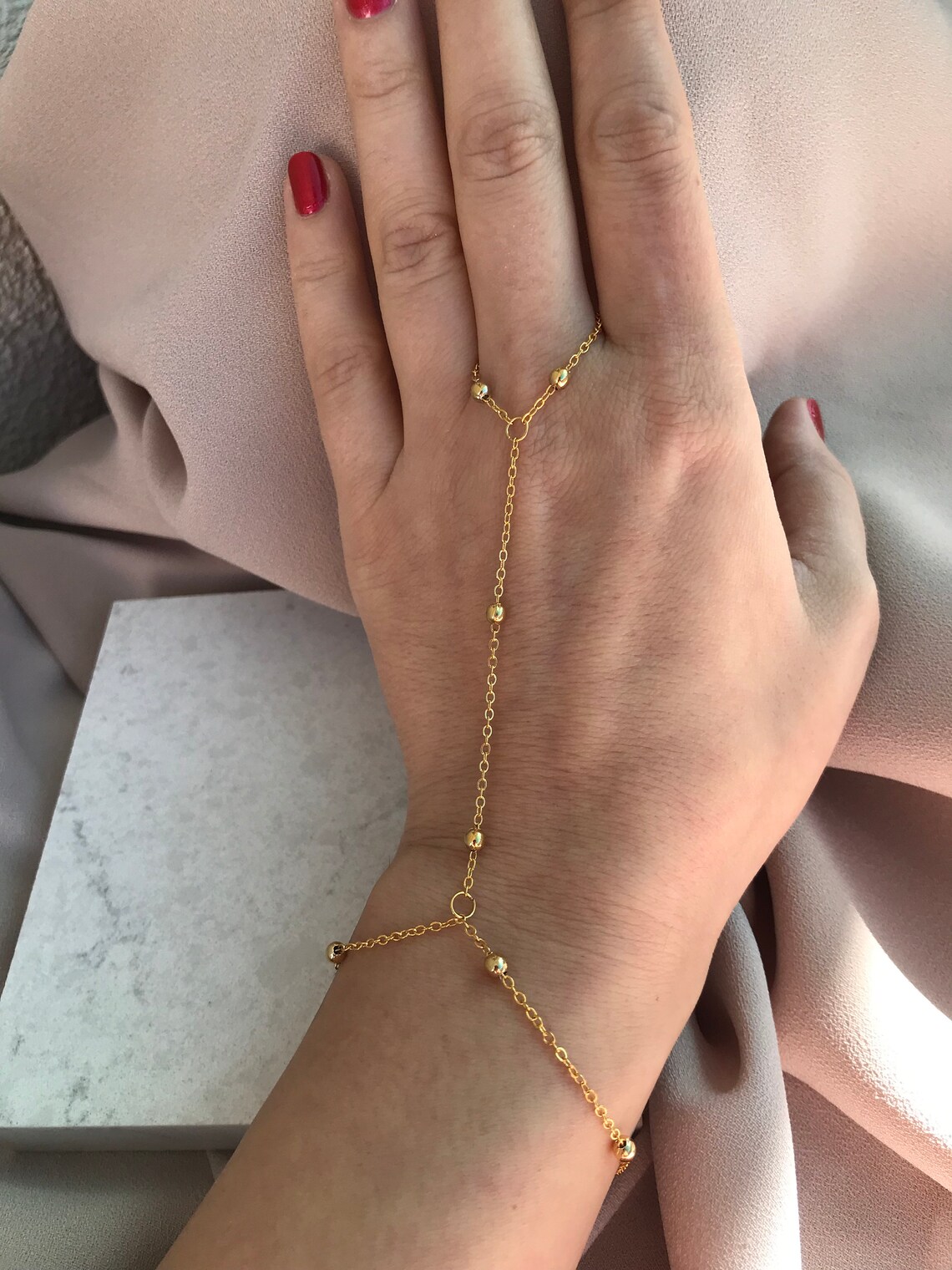 Ball Chain Gold Hand Chain Designer Bracelet Boho Hand - Etsy