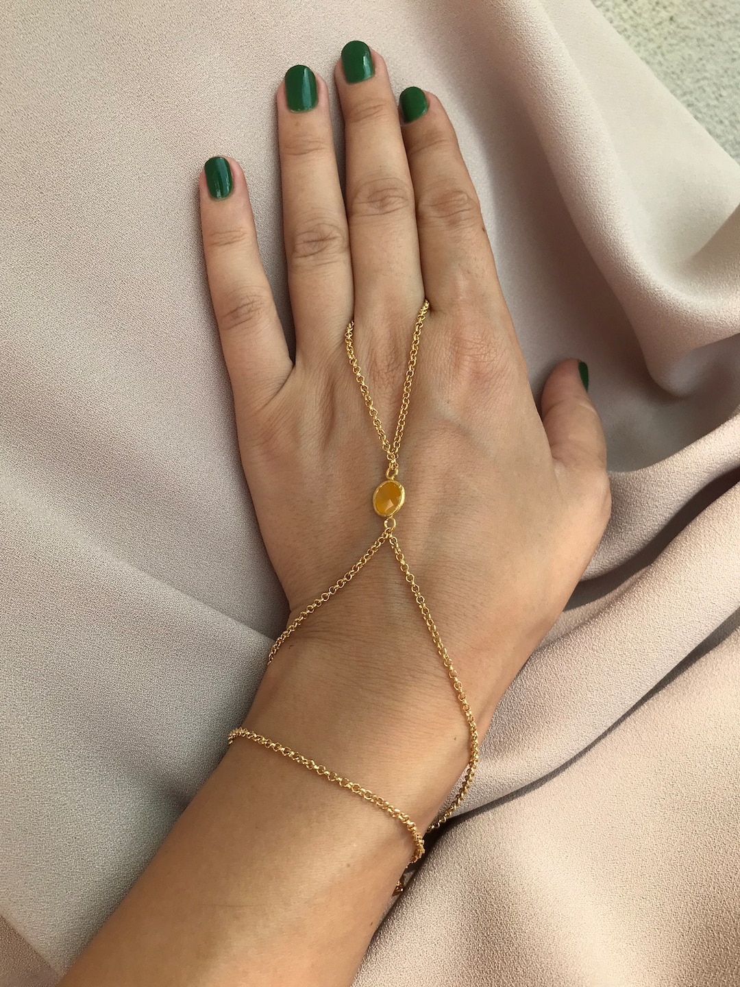 Solitaire Hand Chain, Sahmeran Bracelet, Boho Bracelet, Natural Pearl ...