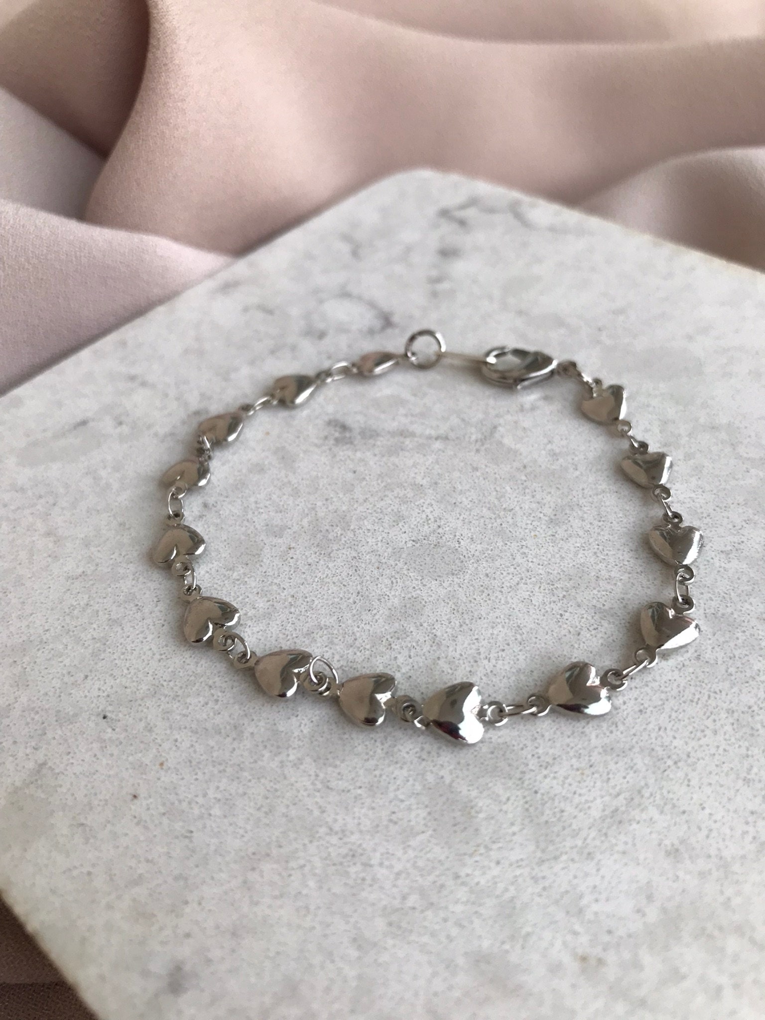 Mini Heart Silver Plated Stylish Chain Bracelet - Etsy