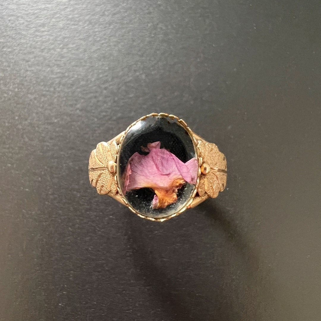 Victorian 14k Gold Secret Box Floral Ring, Antique Locket Ring Poison ...