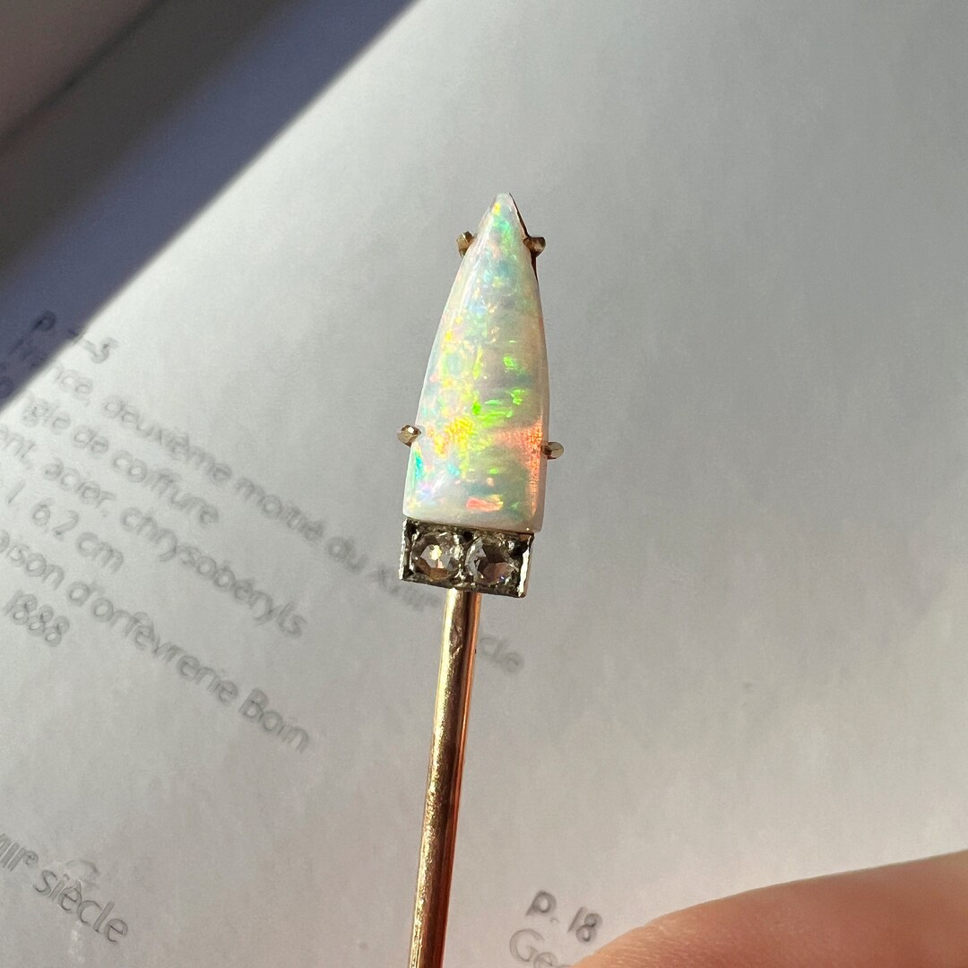 Antique Fontana Boxed 18K Gold Opal Diamond Pin Brooch, Collectibles ...