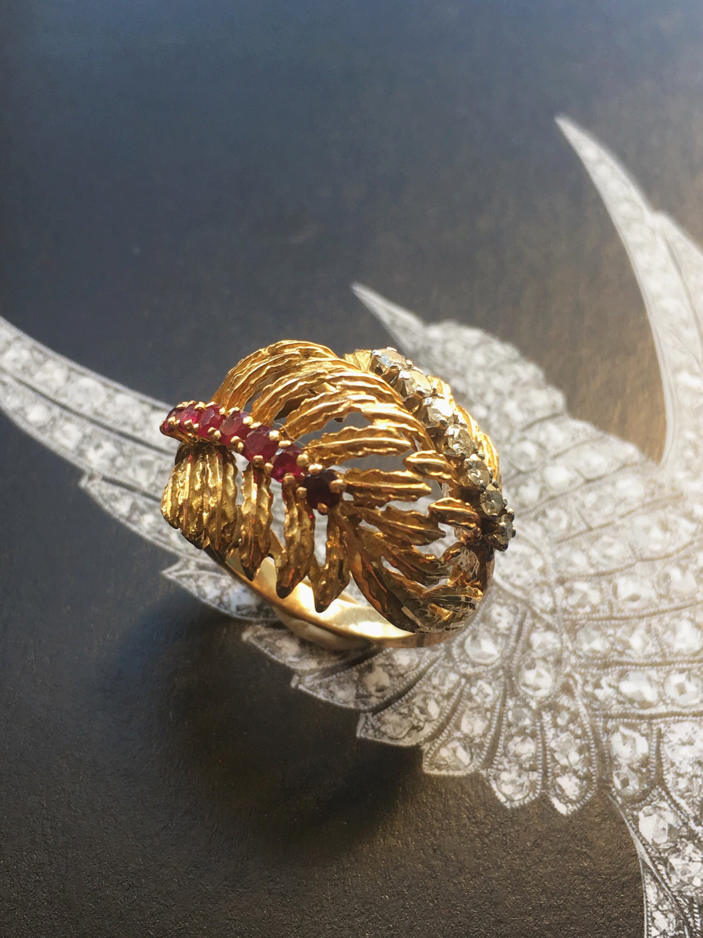 Diamond Ruby 18K Cocktail Statement Ring Diamond Ruby - Etsy