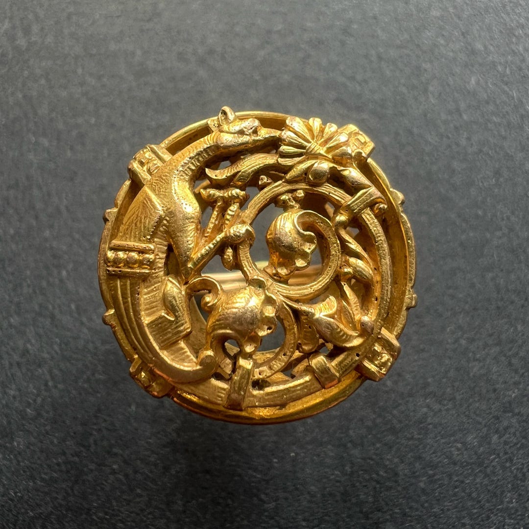 French Art Nouveau Era 18K Gold Chimera Griffon Ring, Dragon Ring ...