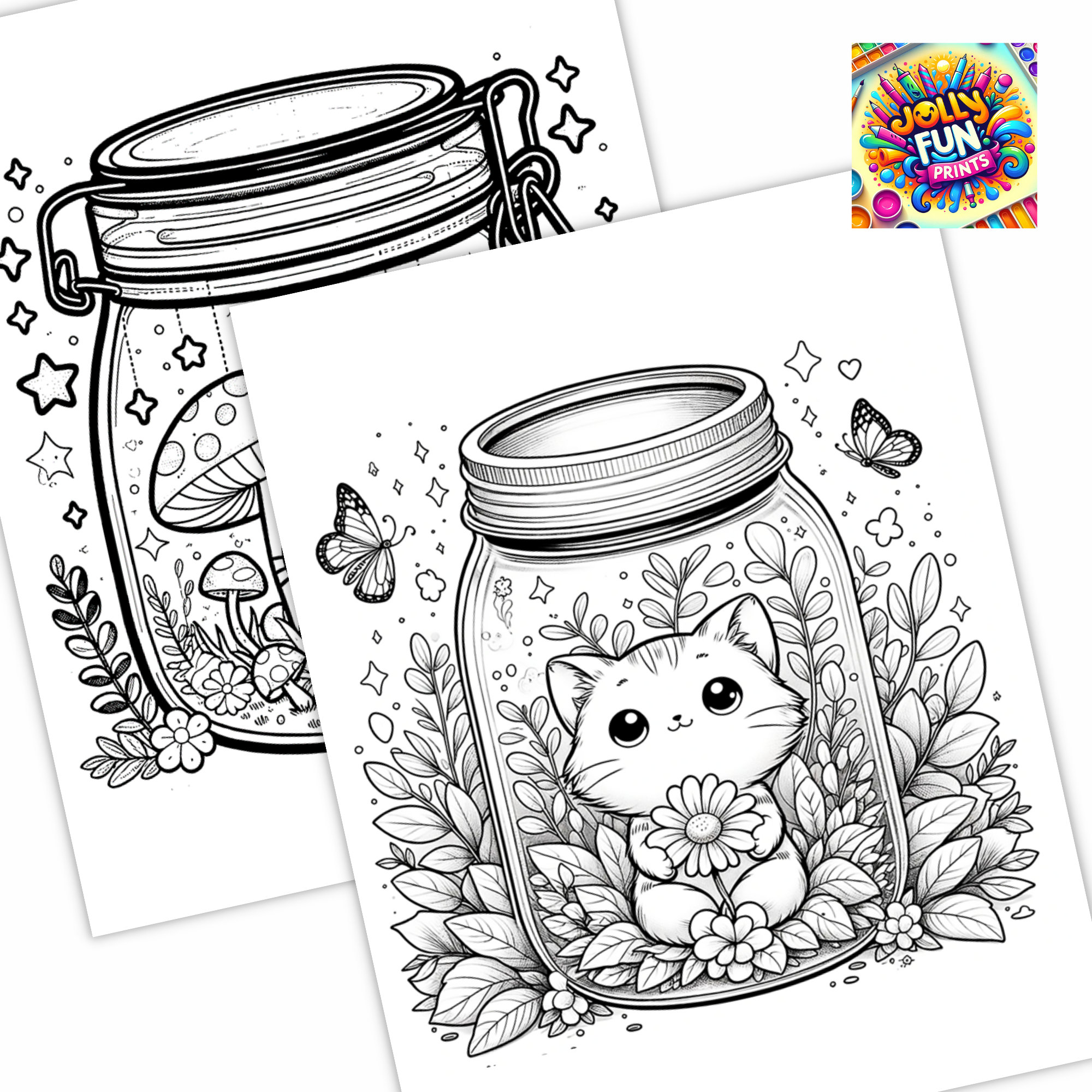 40 Cats in a Jar Coloring Pages (instant Download Pdf Digital File ...