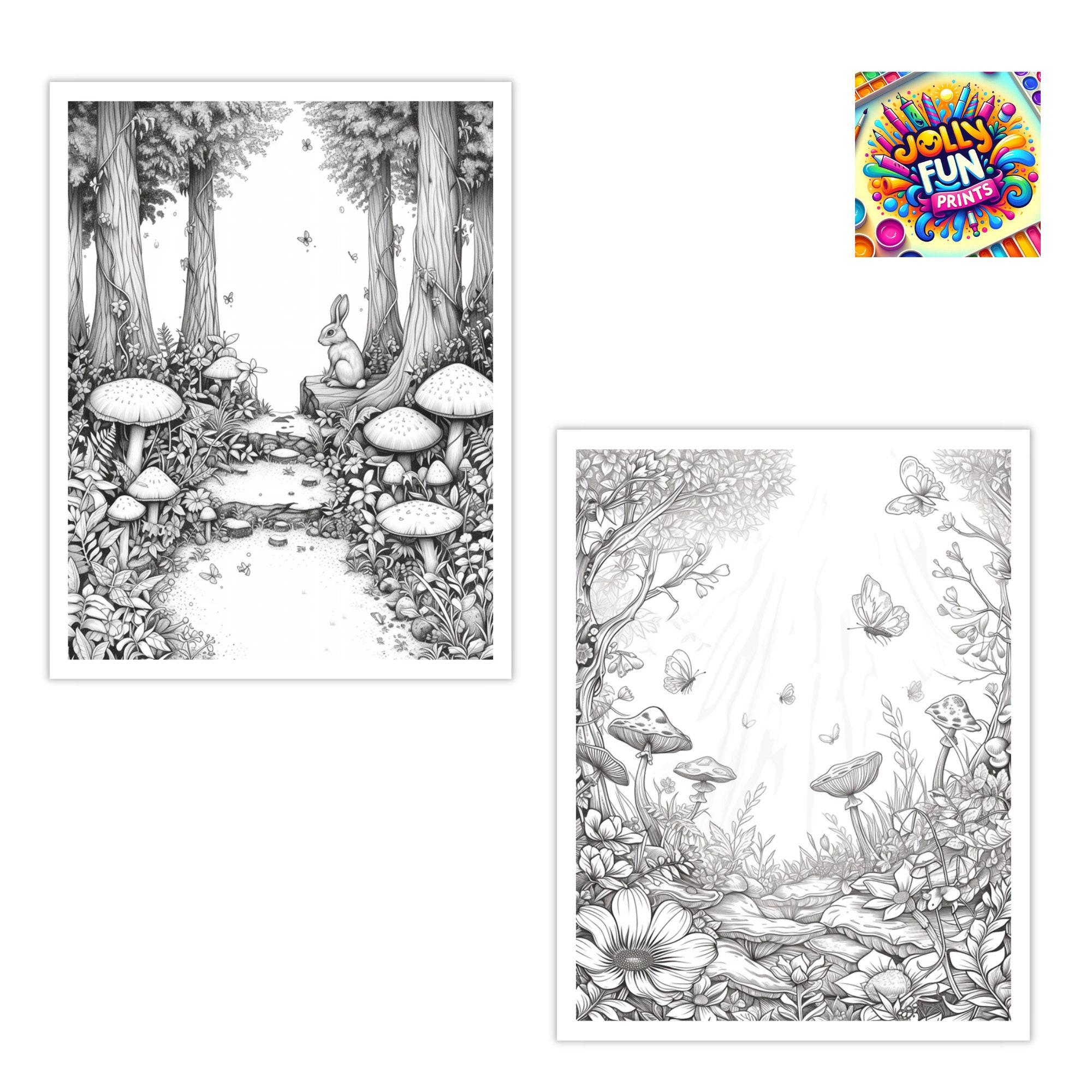 70 Dreamy Forest Coloring Pages instant Download Pdf Digital File ...