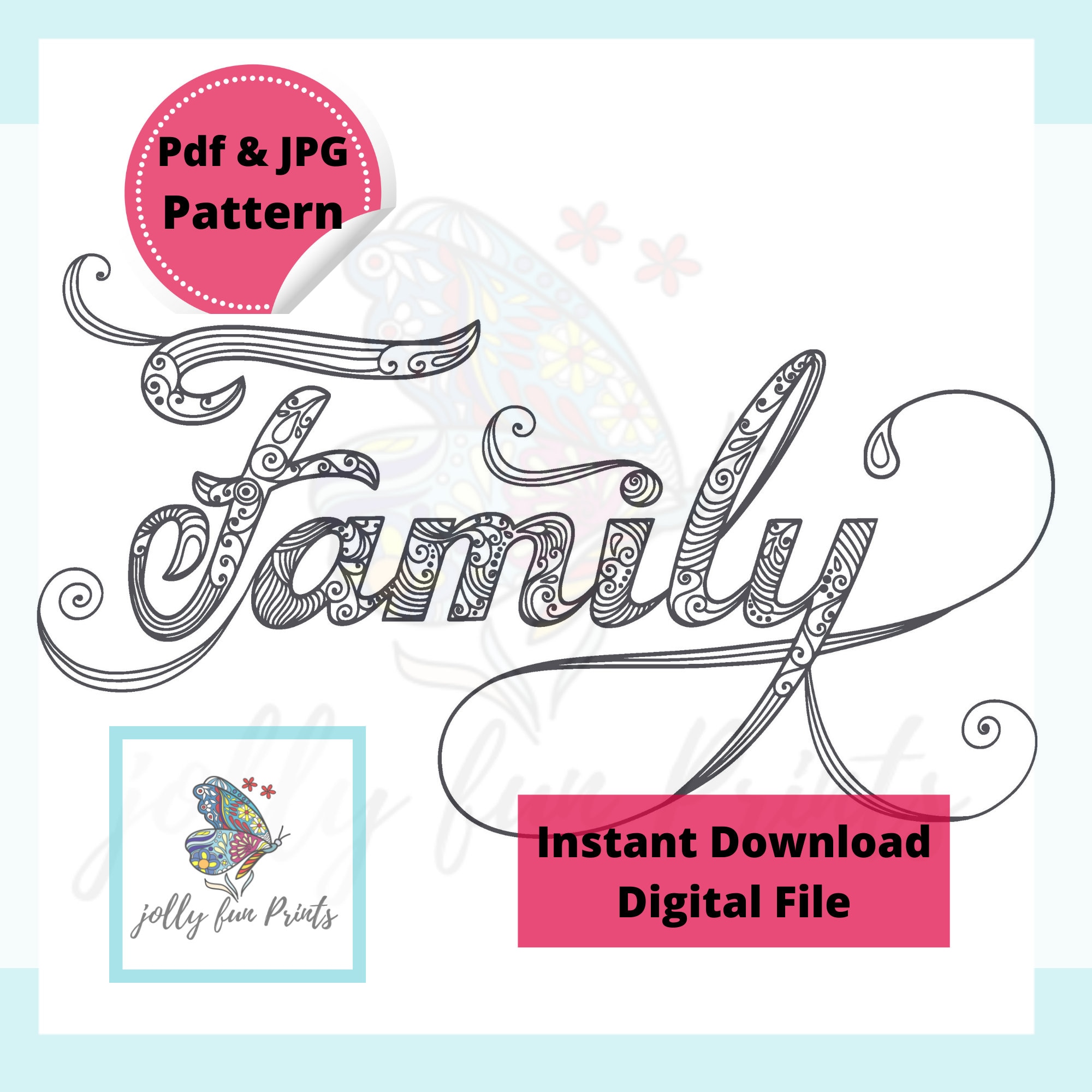 Paper Quilling Art Pattern for the Word Family (digital Template) - Etsy